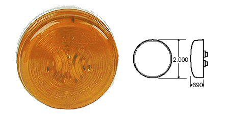 Truck-Lite 2" Sealed Marker Light, Amber Incandescent