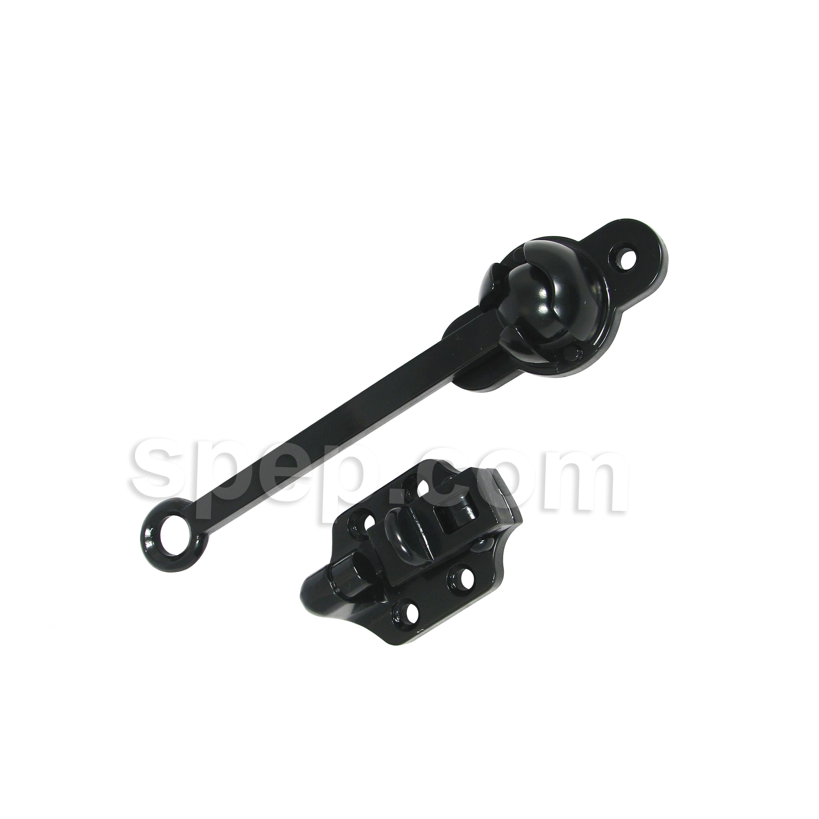 Three Piece Socket Door Holder with 6.00" Arm Black